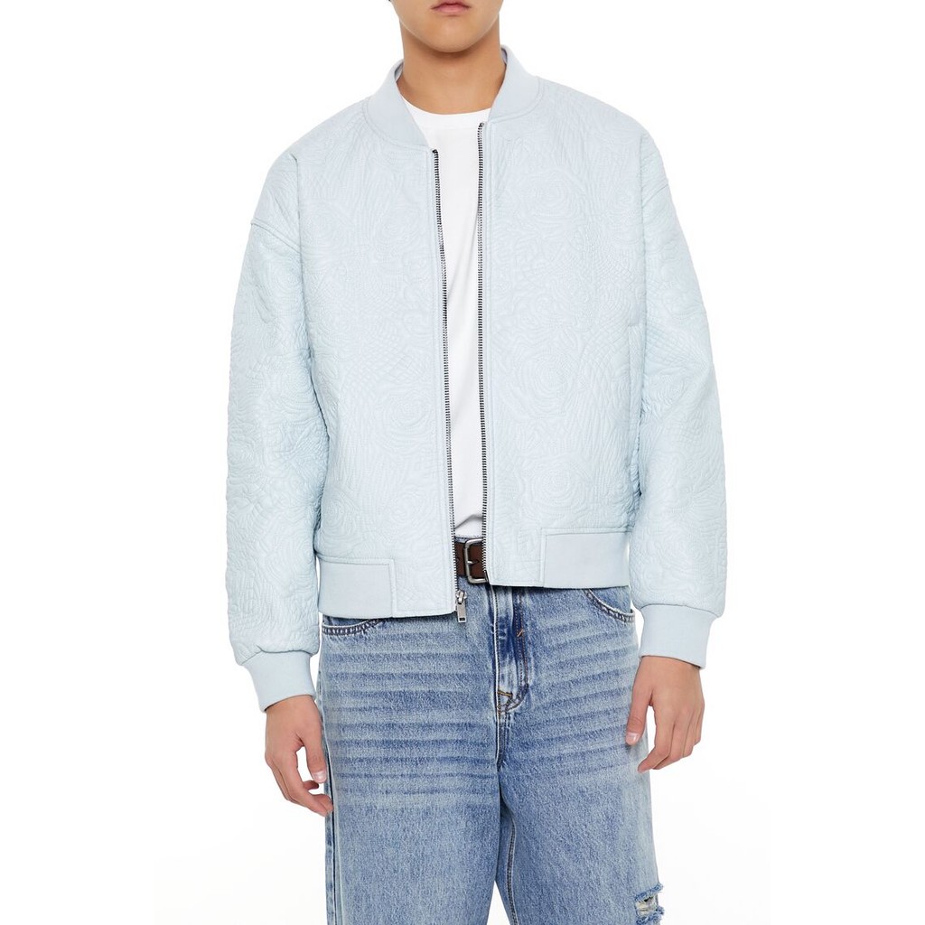 Forever 21 Men's Embossed Rose Bomber Jacket | Shopee Philippines