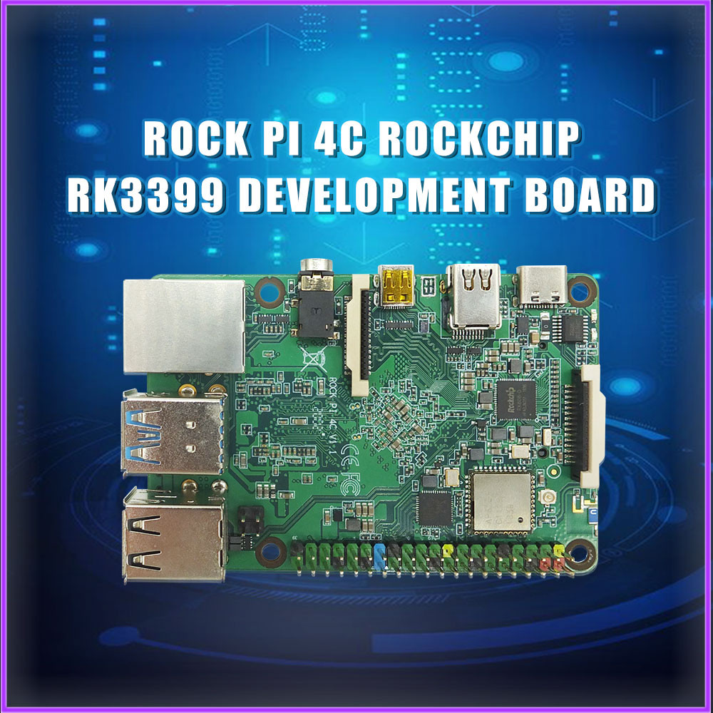 ROCK PI 4C Rockchip RK3399 4GB LPDDR4 Mali T860MP4 SBC/Single Board Computer Compatible with Of ...