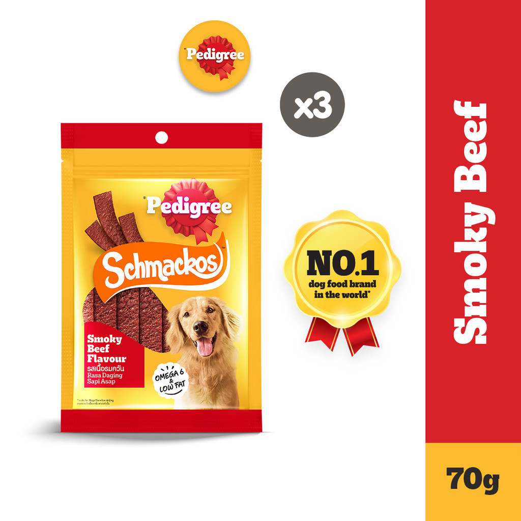 PEDIGREE Schmackos STRAP Meat Jerky Dog Treats 70g (3-Pack) | Shopee ...