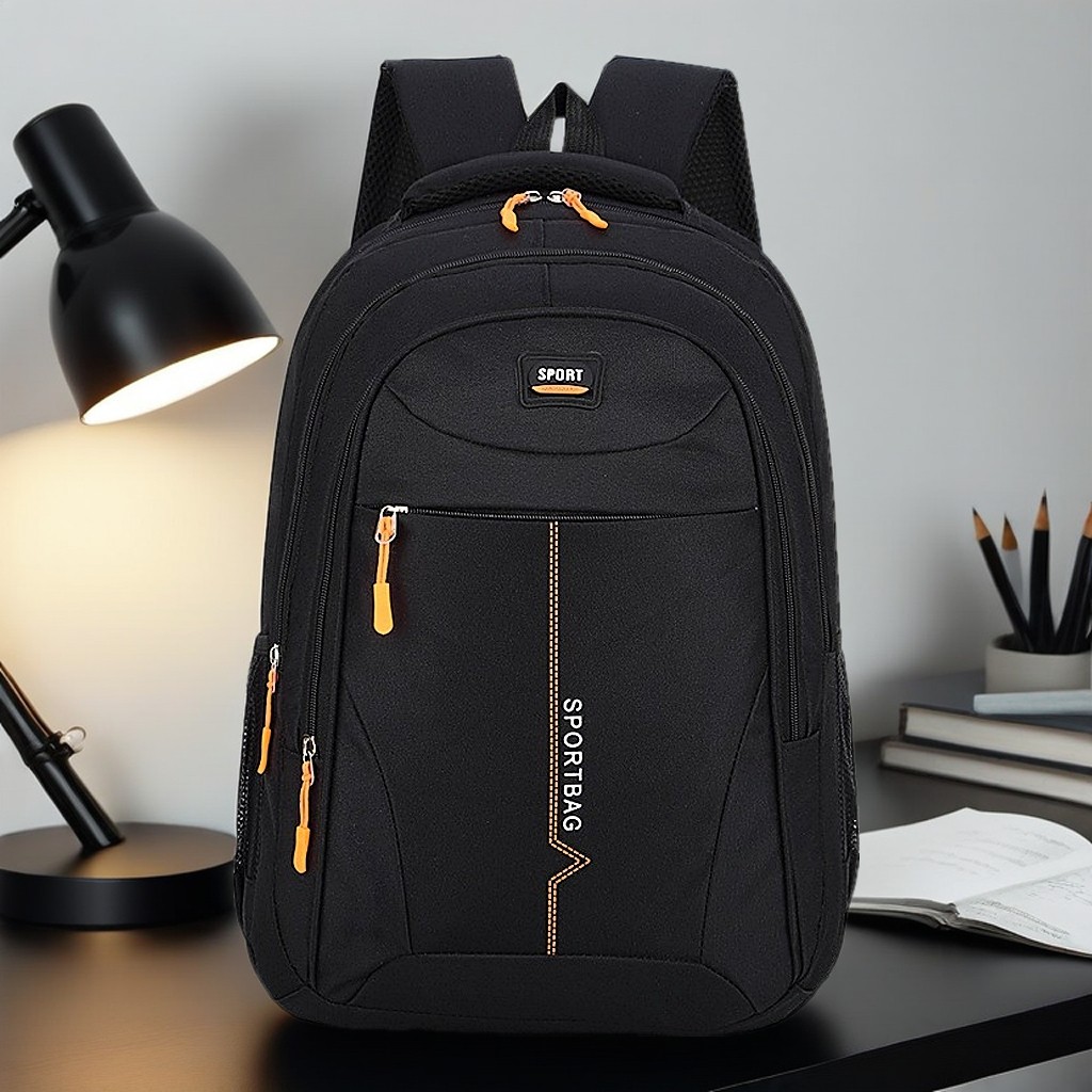 Classic Black Large Capacity Laptop Backpack with Padded Straps and ...