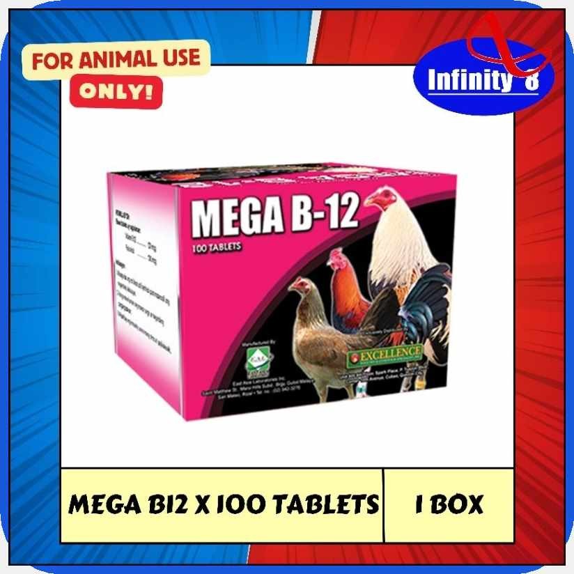 MEGA)f)B12'qu/}o>-)x>Vitamin)q>Supplement*nB?for*QX?Game*al?fowl - 100 Tablets (Sold Per Box ...