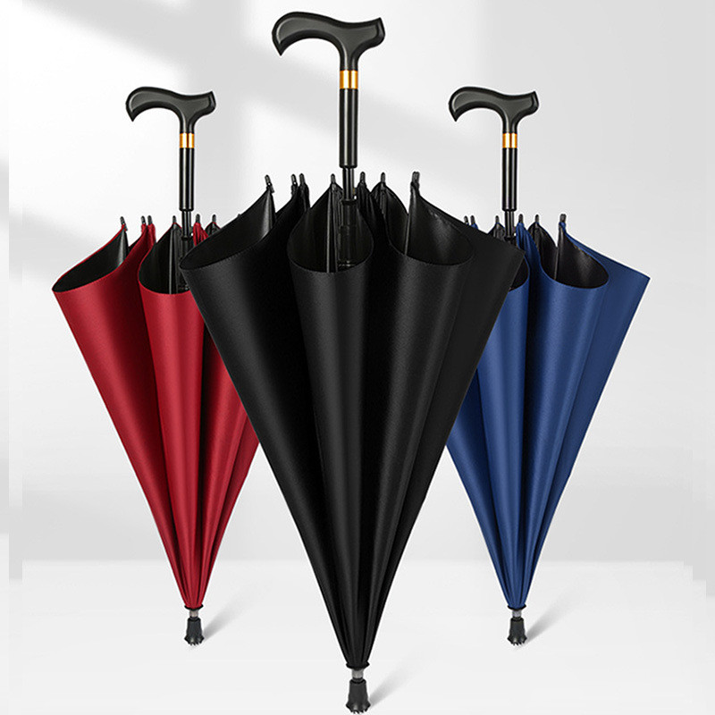 Umbrella Cane Umbrella Anti Slip Automatic Black Rubber Sunshade ...