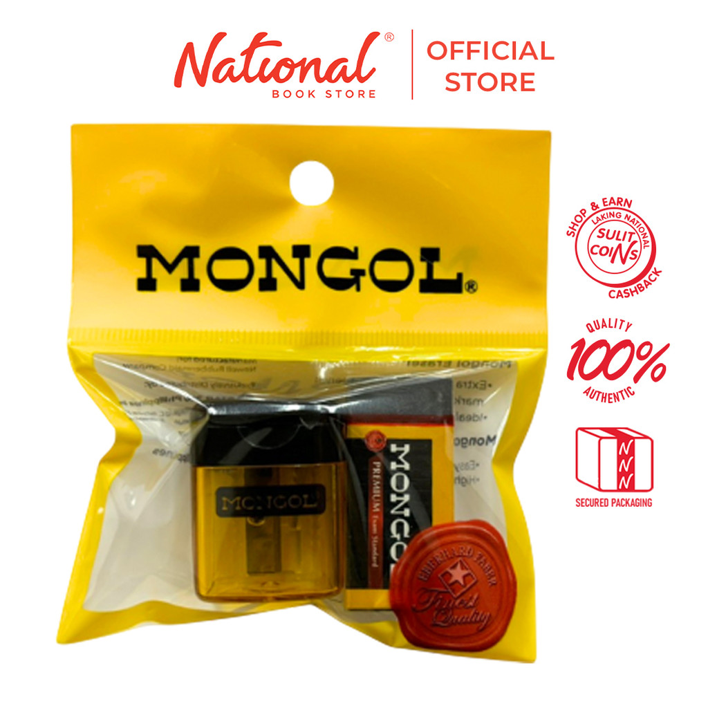 Mongol Rubber Eraser Set with One-Hole Sharpener Jr Black Small ...
