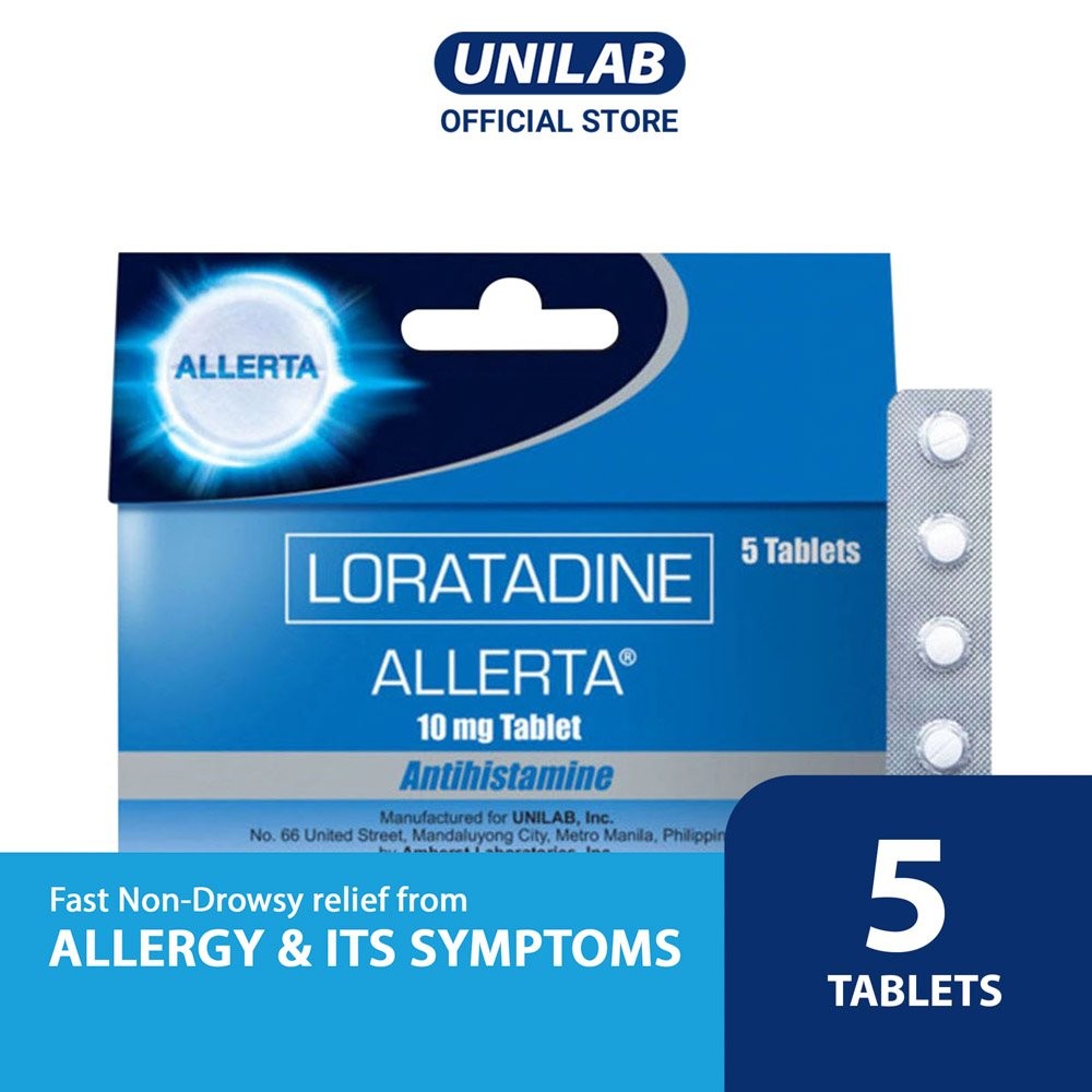 Unilab Allerta 10mg 5 Loratadine Tablets - For Fast Non-Drowsy Relief ...