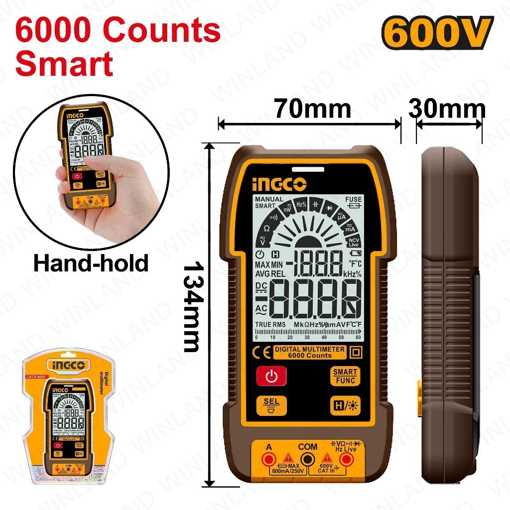 Ingco by Winland TRUR RMS 6000 Counts Digital Meter Multimeter Multi ...