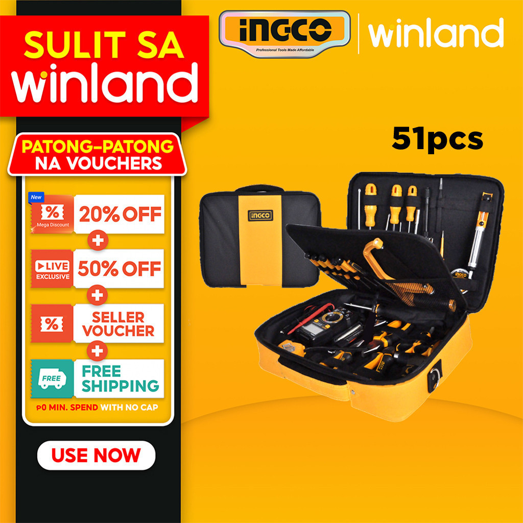 Ingco by Winland 51pcs Screwdriver Hammer Wrench Pliers Tools Set ...