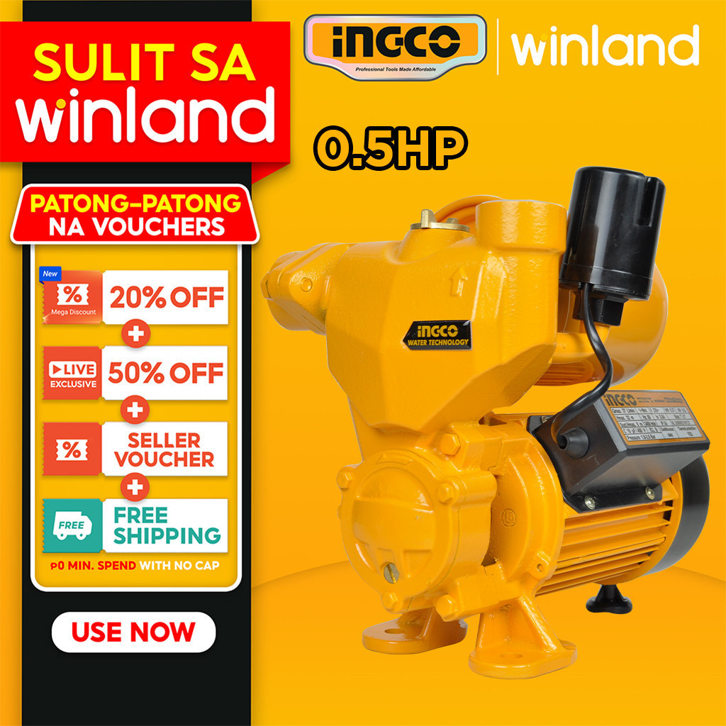Ingco by Winland Self-Priming Peripheral Pump 0.5HP 370W VPA3705-5 ING ...
