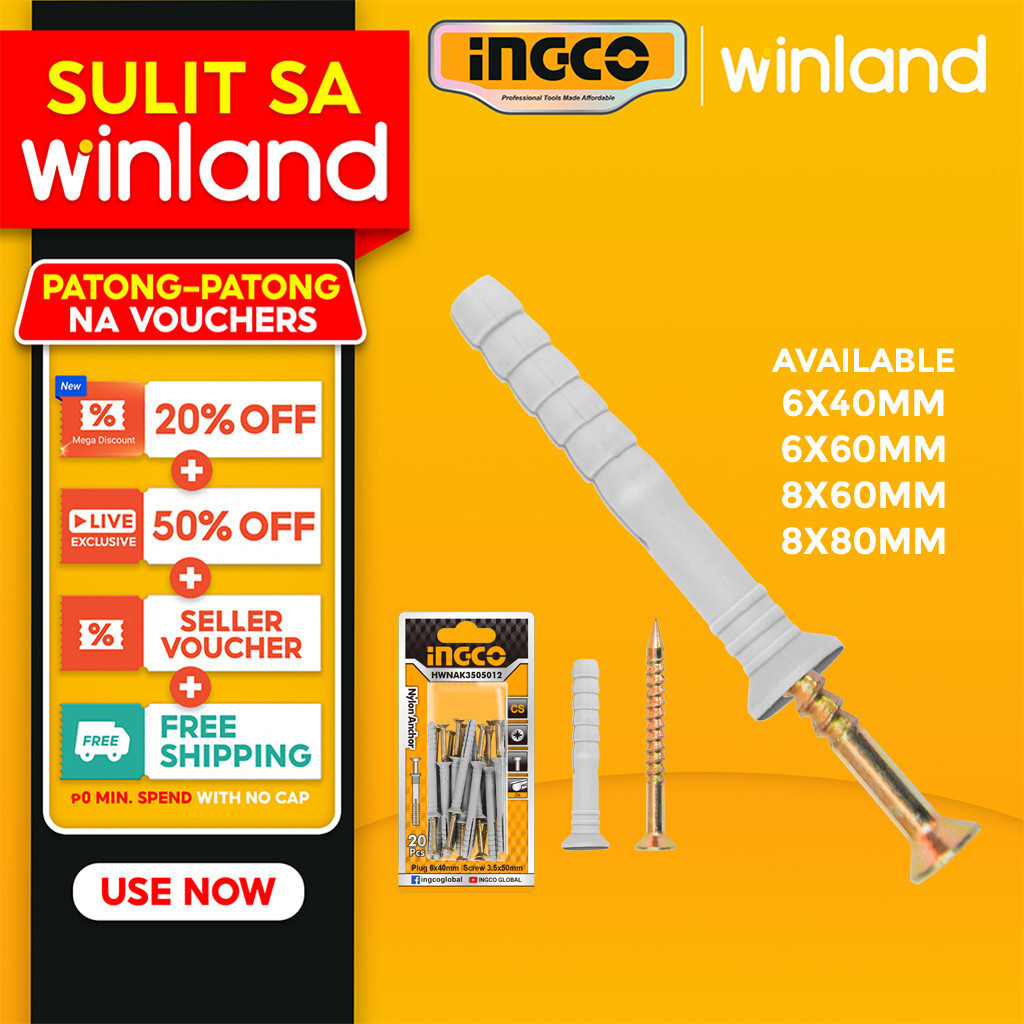 Ingco by Winland Nylon Anchor Plug Tox with Screw ING-HT | Shopee ...