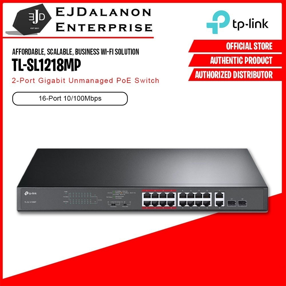 TP-Link Tl-Sl1218Mp 16-Port 10/100 Mbps + 2-Port Gigabit Rackmount ...