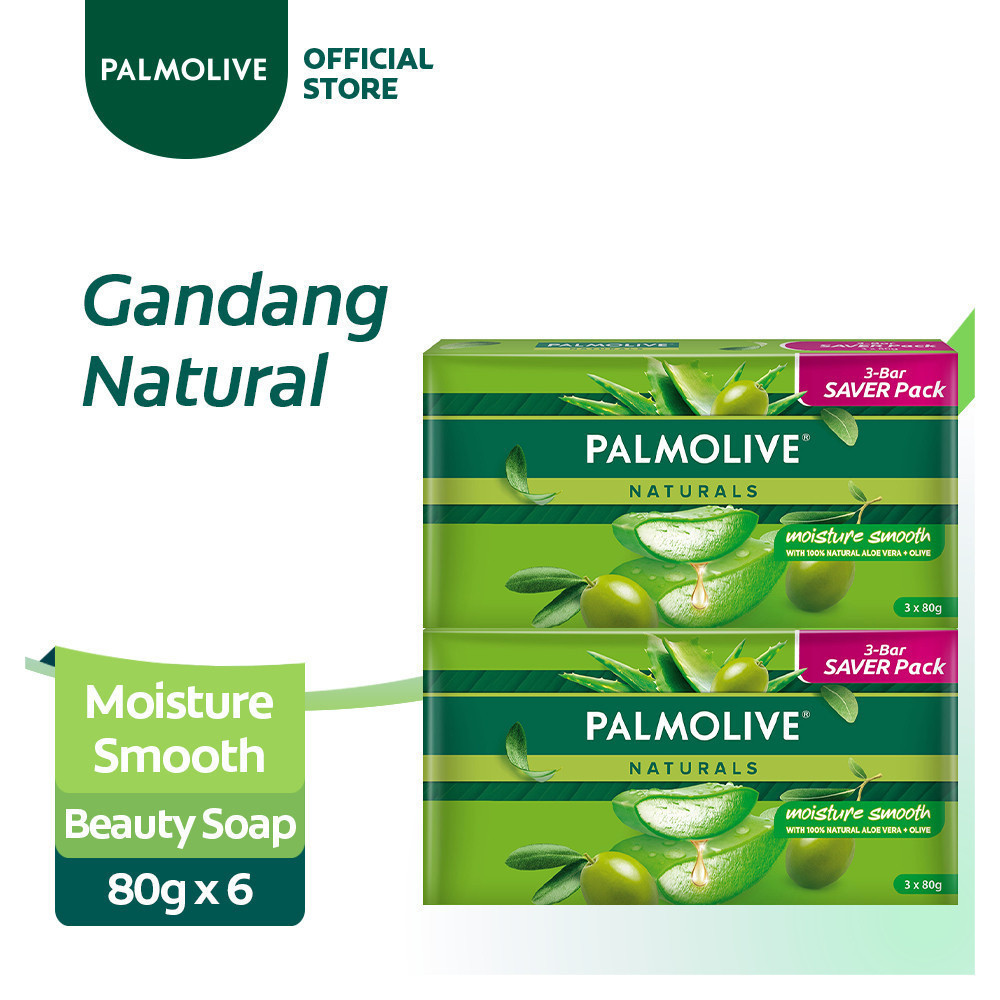 Palmolive Naturals Moisture Smooth Bar Soap - with Aloe Vera & Olive Oil, 80g Value Pack of 6 ...