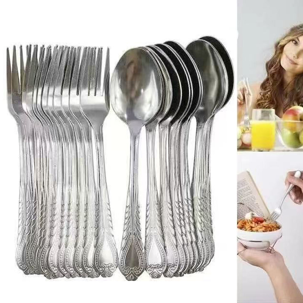 12pcs Stainless Spoon Fork Dinnerware Table Spoon Fork High Quality ...