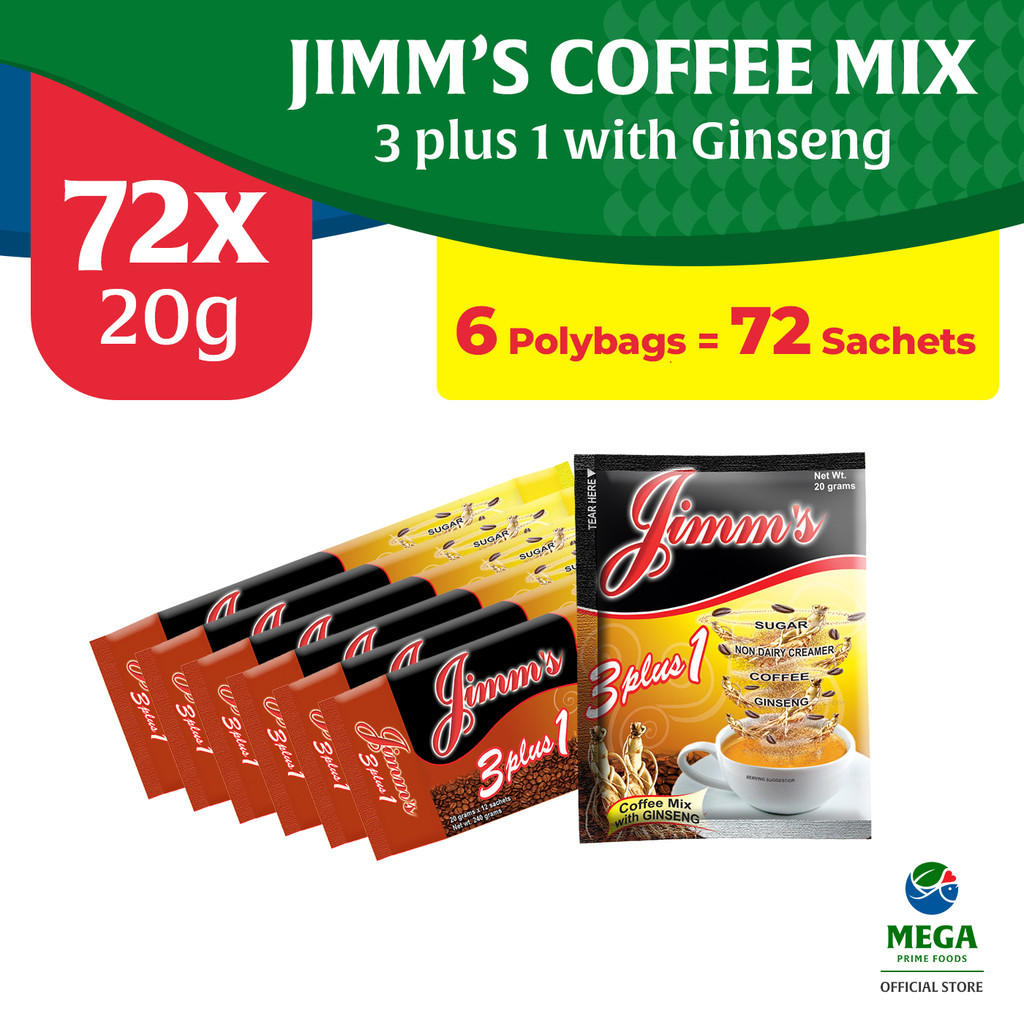 Jimm's Coffee Mix | 3+1 Coffee with Ginseng 20g by 12s - Bundles of 6 ...