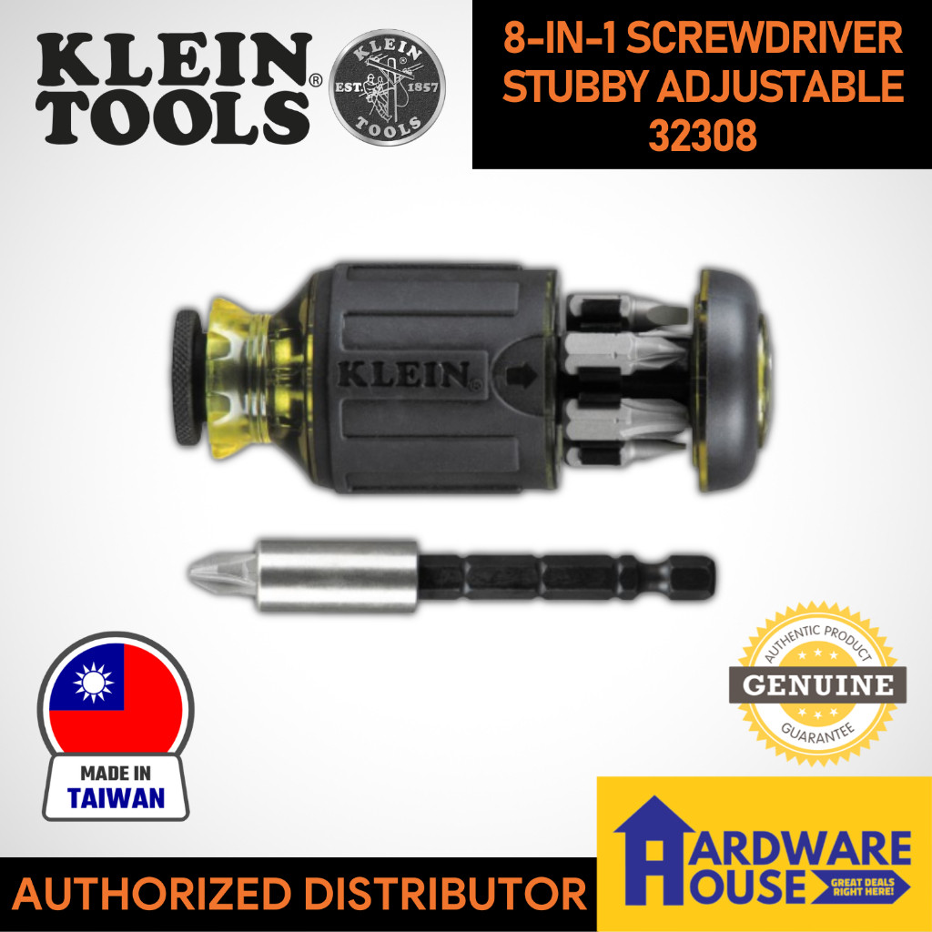 ORIGINAL KLEIN TOOLS 8-in-1 Screwdriver Stubby Adjustable 32308 Made in ...