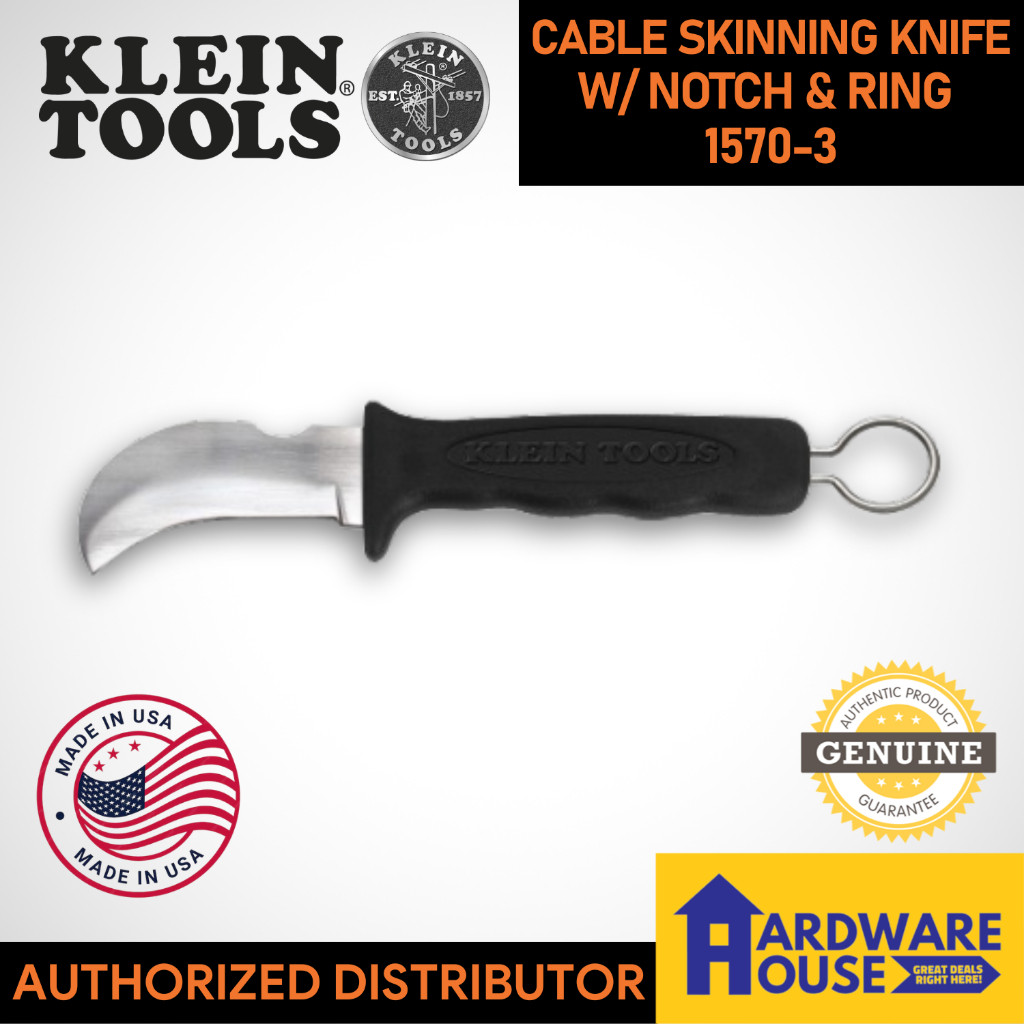 ORIGINAL KLEIN TOOLS Cable Skinning Knife Cutter w/ Notch and Ring 1570 ...