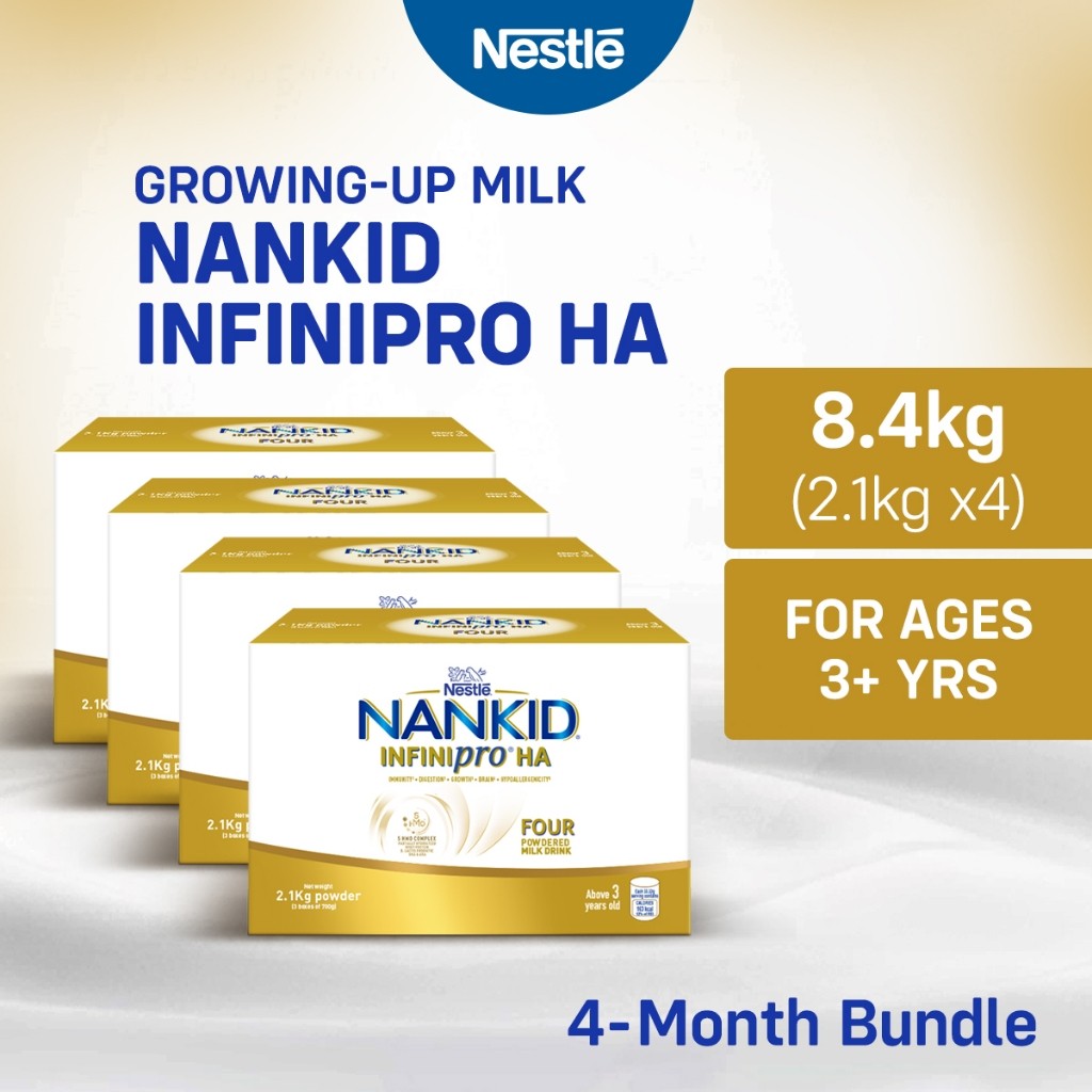 NANKID Infinipro HA Four Powdered Milk For Children Above 3 Years Old 8.4kg (2.1kg x 4) | Shopee ...
