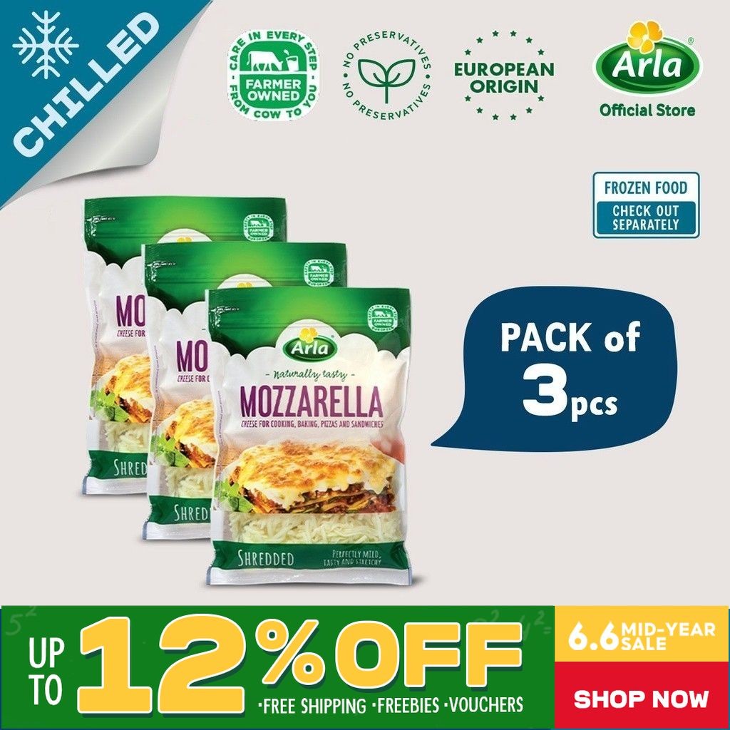 Arla Mozzarella Shredded Cheese 175g 3-Pack | Shopee Philippines