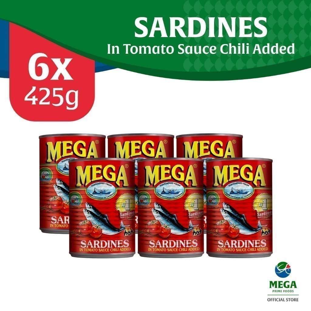 Mega Sardines In Tomato Sauce W/ Chili Added 425G By 6'S | Shopee ...