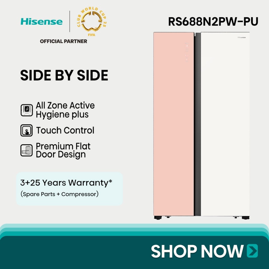 Hisense 18.3 cu.ft Refrigerator│Side-by-Side│ (RS688N2PWPU) | Shopee ...