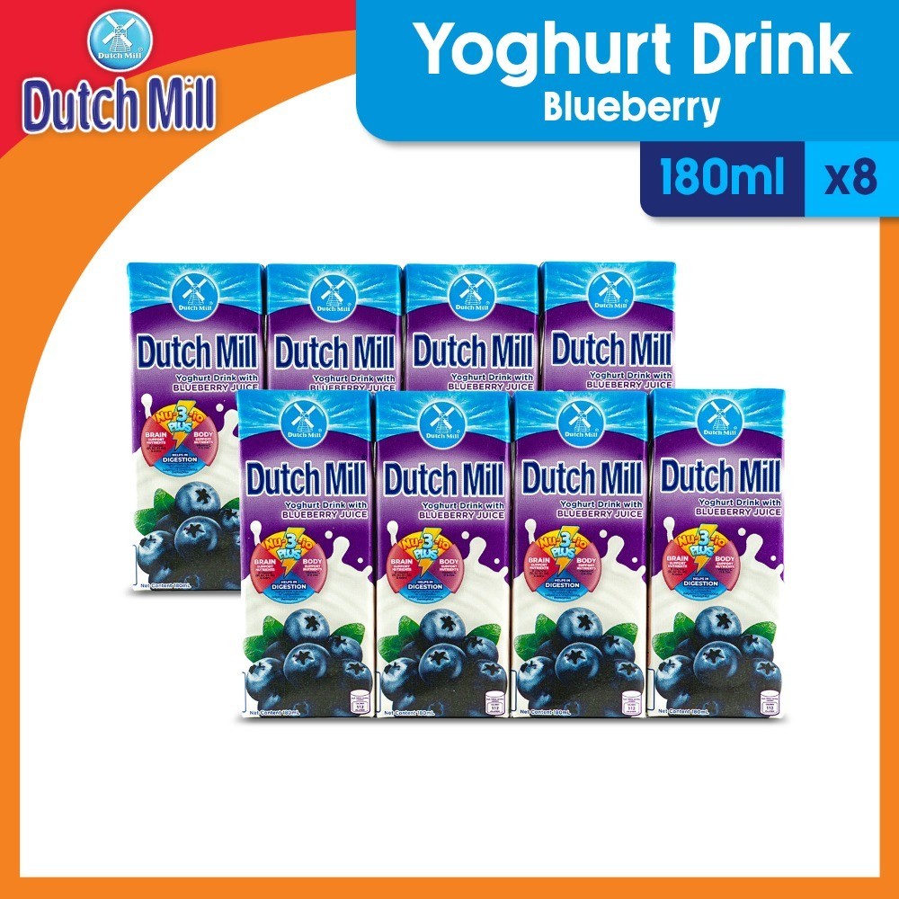 Dutch Mill Yoghurt Drink Blueberry Juice 180ml x 8 | Shopee Philippines