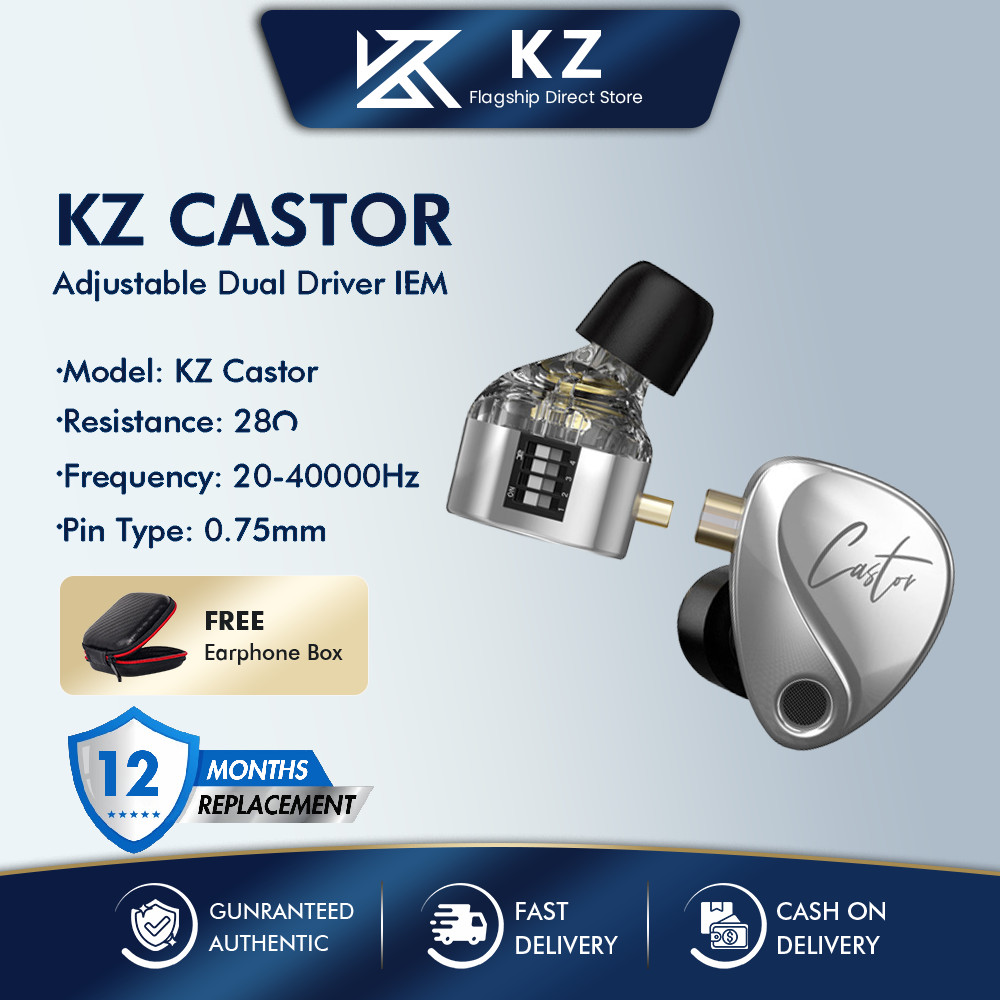 KZ Castor In-Ear Headphones Dual Dynamic 2DD 10mm+8mm HIFI headset ...