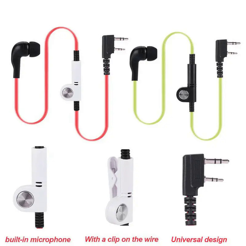 2 Pin K Head P Walkie Talkie Earphone Headset Headphone Earpiece with ...