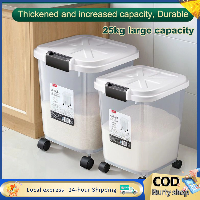Large capacity rice dispenser 25kilos air tight rice storage 25kg ...