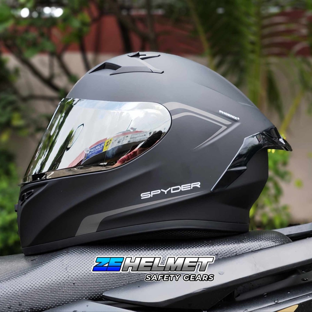 SPYDER PHOENIX+ V2 PD (Black) FULL FACE - SINGLE VISOR (with FREE Clear ...