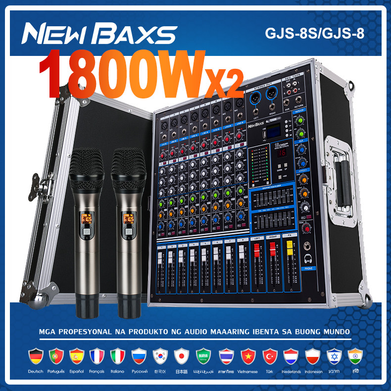 NEW BAXS 8-channel propesyonal audio mixer GJS-8/GJS/8S amplifier 1800 ...