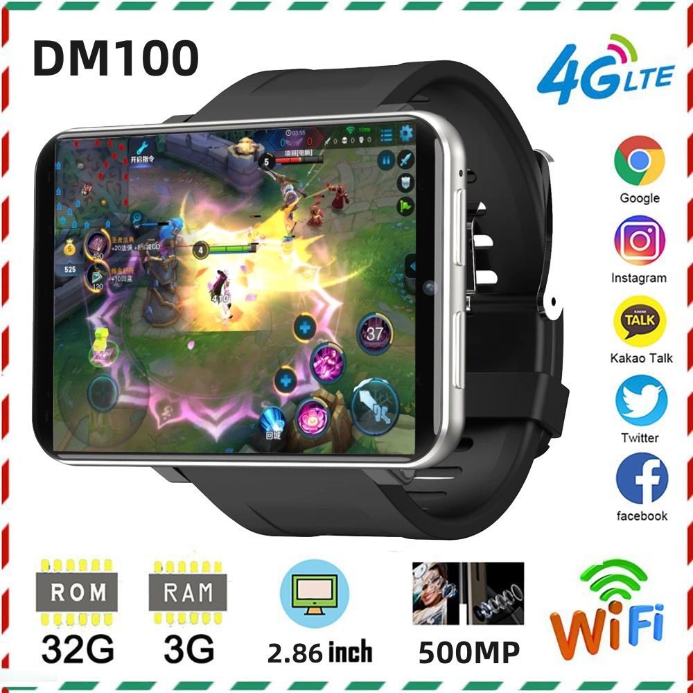DM100 4G LTE Smart Watch Phone Android 7.1 3GB 32GB 5MP MT6739 2700mAh ...