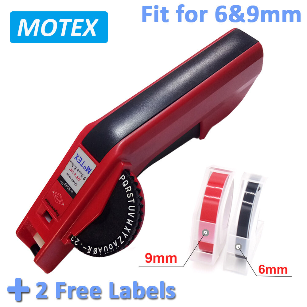 Motex E-5500A manual label maker labeler for 6mm and 9mm DYMO 3D ...