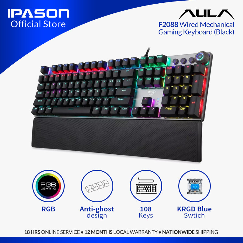 AULA F2088 Mechanical Gaming Keyboard, with Ergonomic Wrist Rest ...