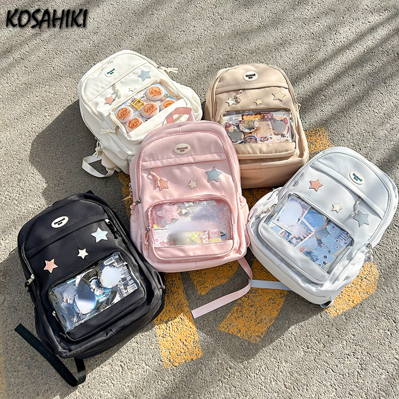 Sweet Y2k Aesthetic Fashion Kawaii Backpack Korean Women Jk Transparent ...
