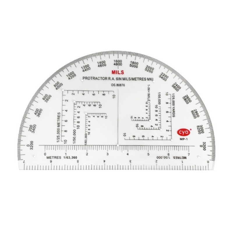 Semicircle Military Coordinate Scale and Protractor Map Coordinate ...