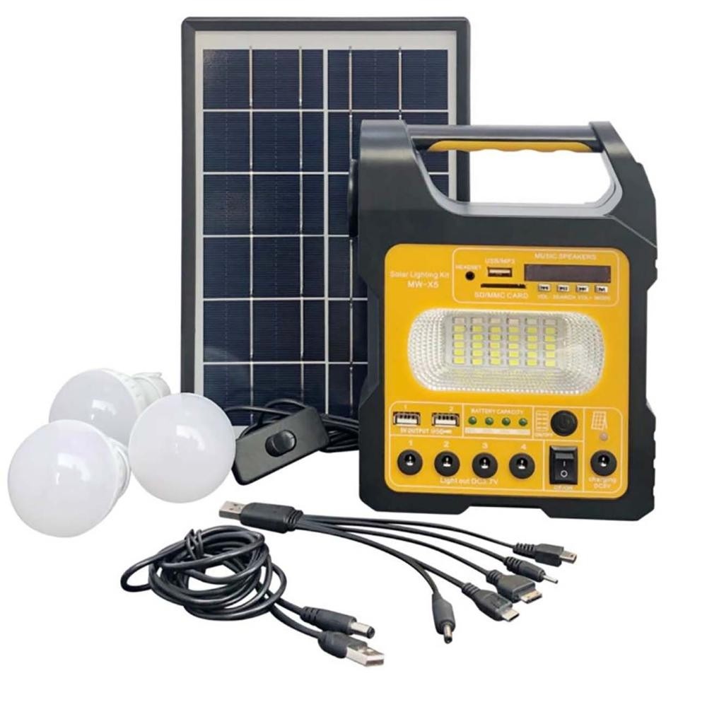 6W Portable Solar Generator Outdoor Power Mini Solar Panel Kit Battery ...