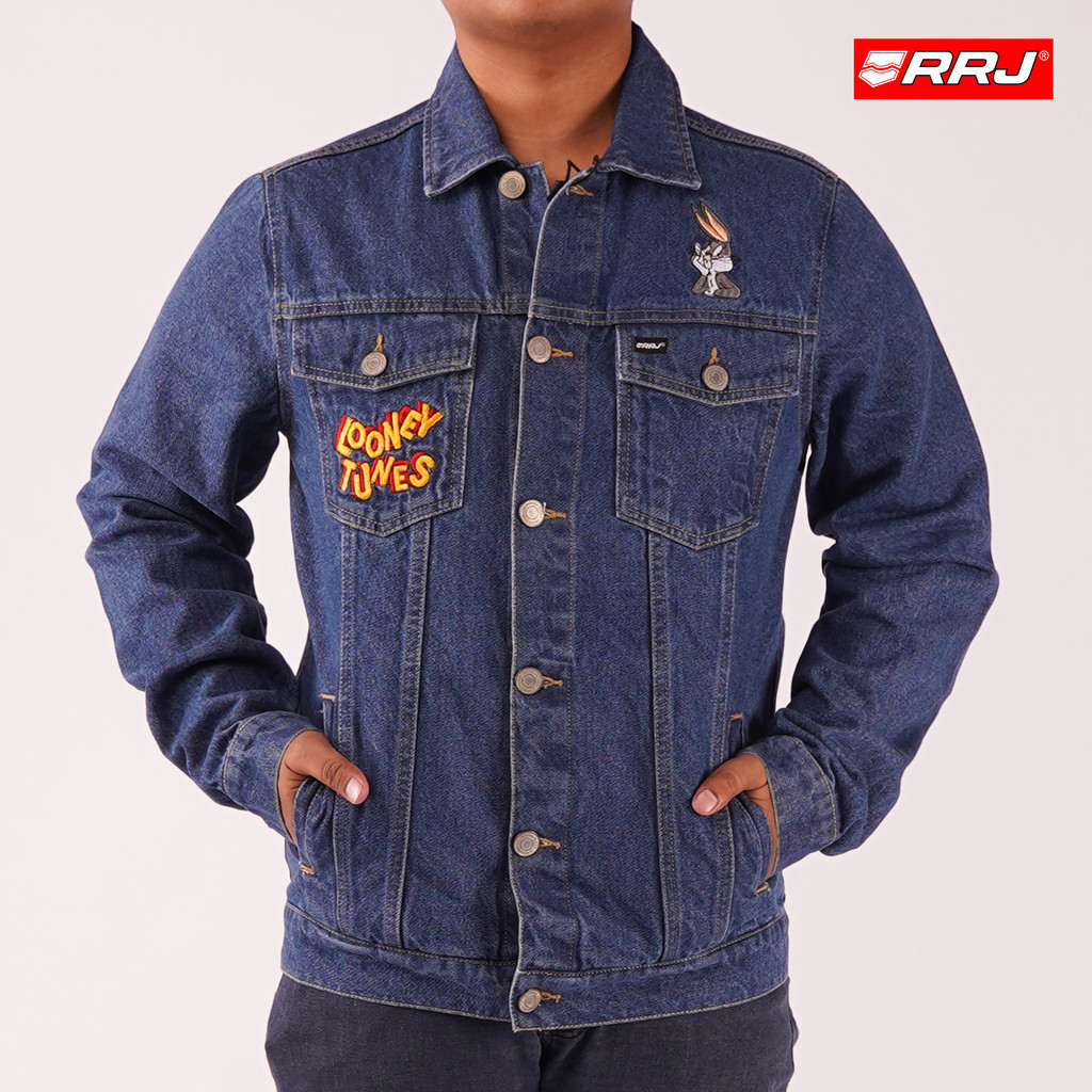 RRJ X Looney Tunes Men's Bugs Bunny Graphic Basic Denim Jacket Regular ...