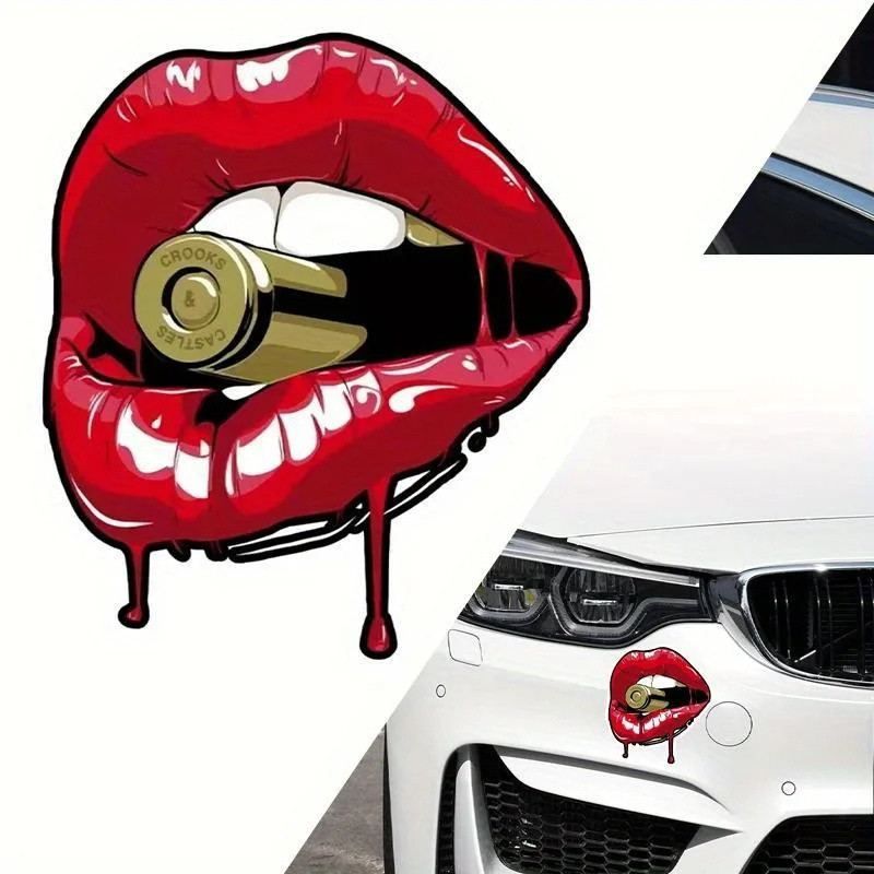 Bullet Flaming Red lips Car sticker Red lips cover scratches body ...