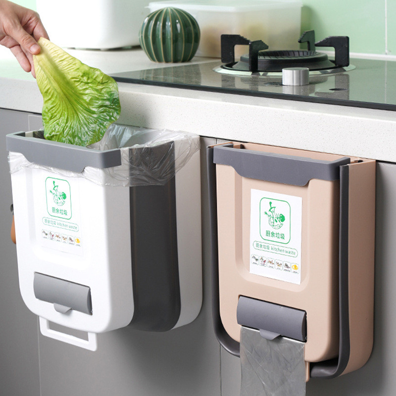 Hanging Trash Bin Foldable Storage Garbage Counter Cabinet Wall Mounted ...