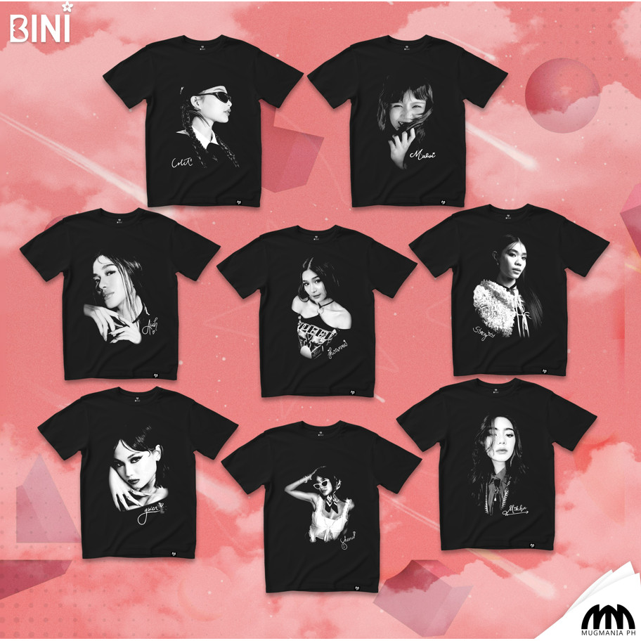 BINI Merch -Mugmania-BINI Monochrome T-shirt-Aiah Colet Gwen Jhoanna ...