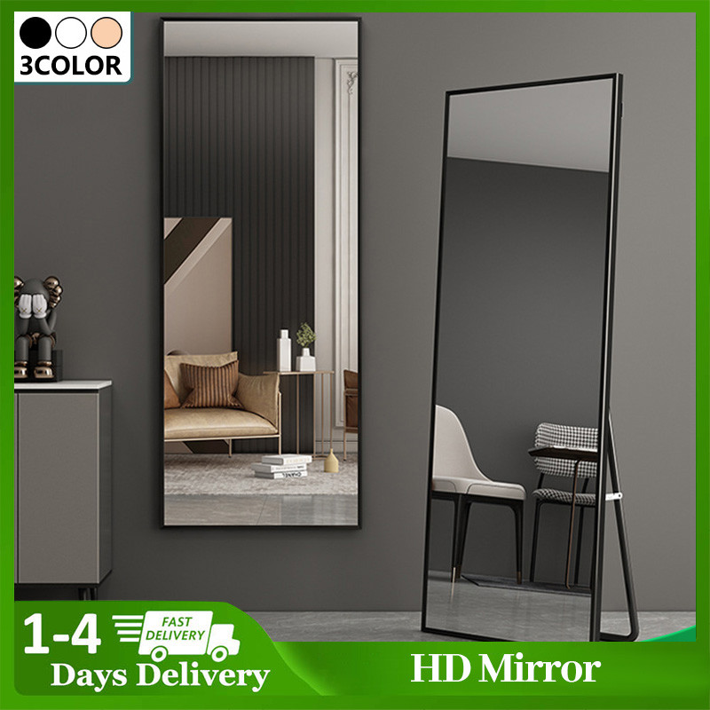 Metal Frame Full-length Mirror HD Vertical Floor Mirror With Bracket ...