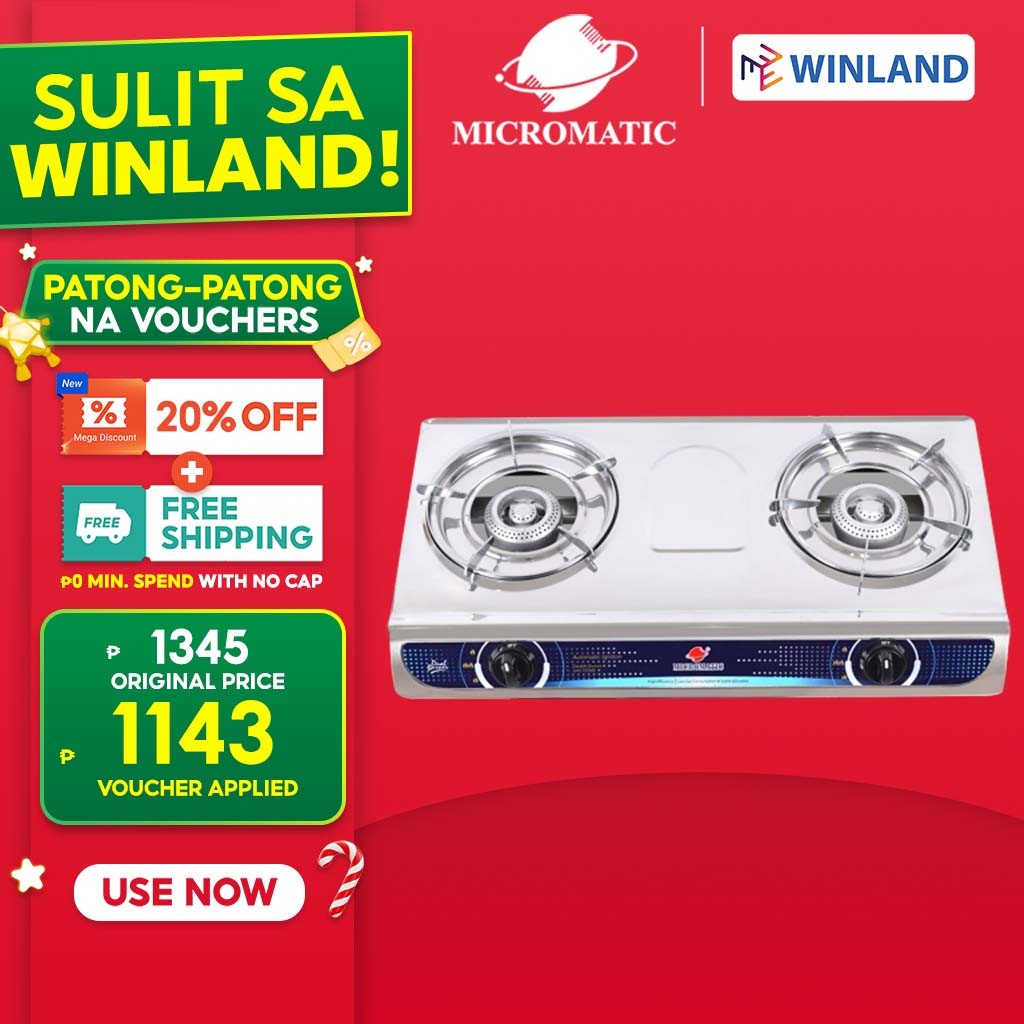 Micromatic by Winland Stainless Steel Body Gas Stove Double Burner ...