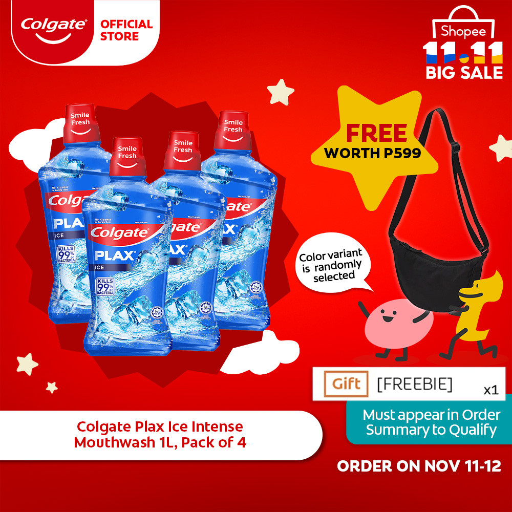 Colgate Plax Antibacterial Mouthwash Ice Intense Flavor 1L Pack of 4 ...