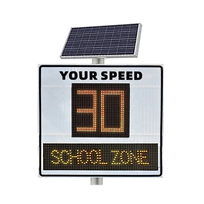 Solar power Led aluminum traffic radar detector led radar speed limit sign board Dual display ...
