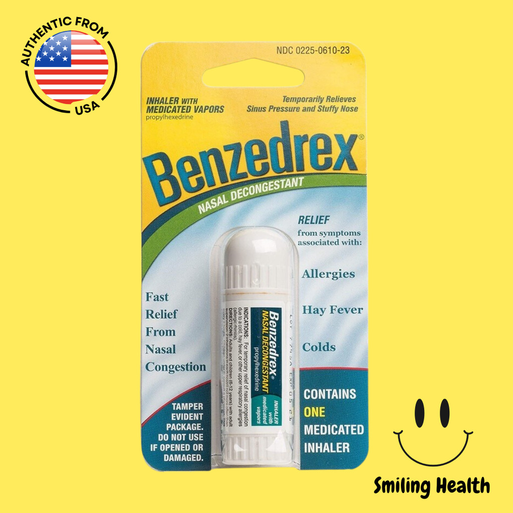 Benzedrex Inhaler, Nasal Decongestant with Medicated Vapors, 1 Count ...