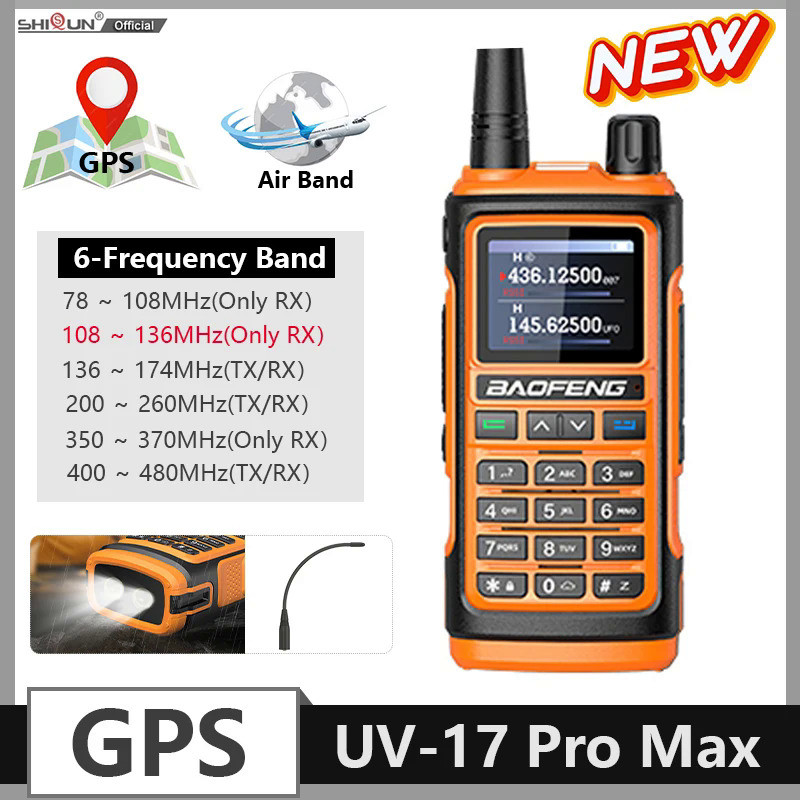 Baofeng UV-17 Pro Max GPS Air Band UV-17 Pro V2 Walkie Talkie VHF/UHF Wireless Copy Frequency FM ...