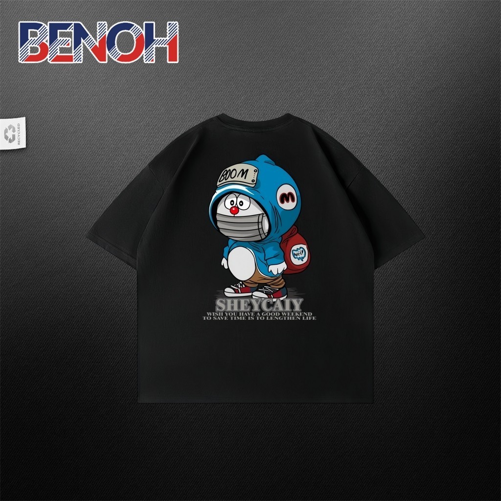 Doraemon Benoh Retro Anime shirt Cartoon Fashion street culture Round ...