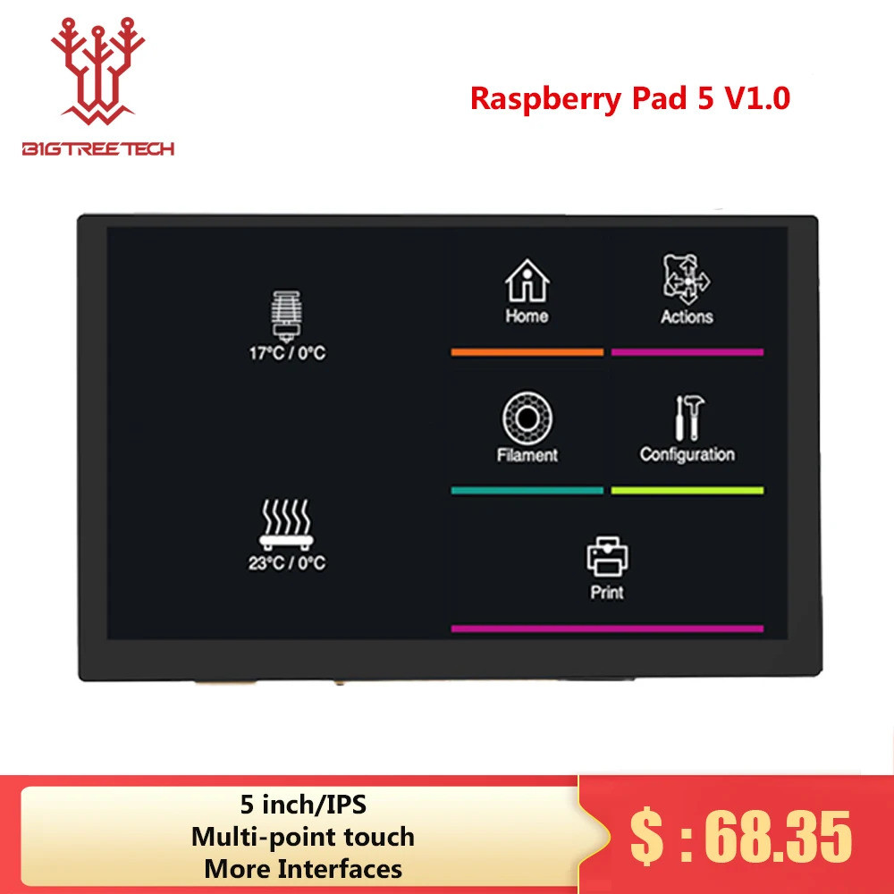 BIGTREETECH Raspberry Pad 5 Touch Screen LCD Display SKR PICO MINI E3 ...