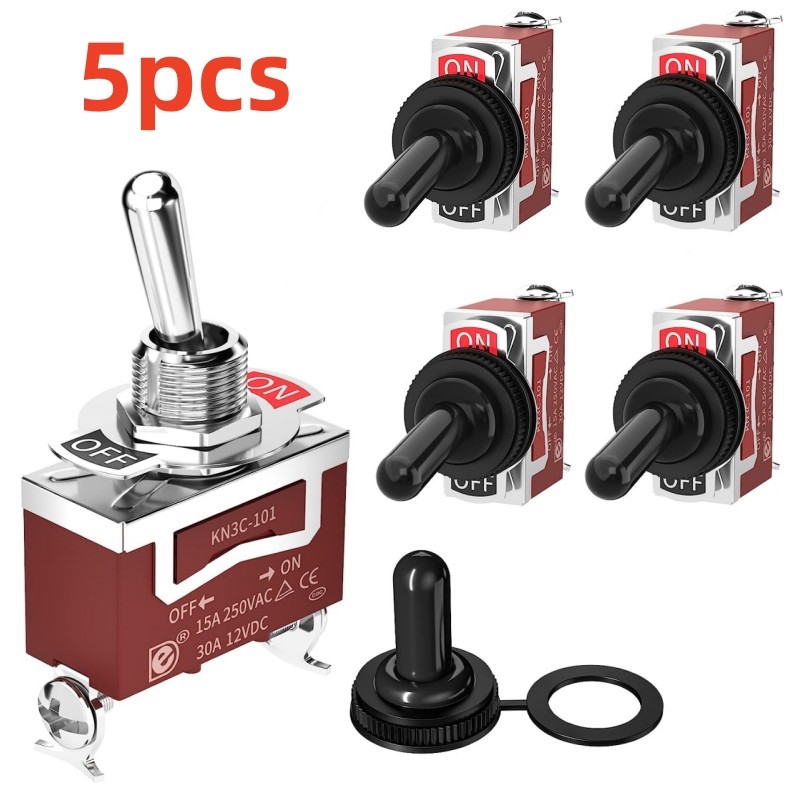 ♦5pcs Waterproof Toggle Switch 15A 250V AC Heavy Duty Car Boat Rocker ...