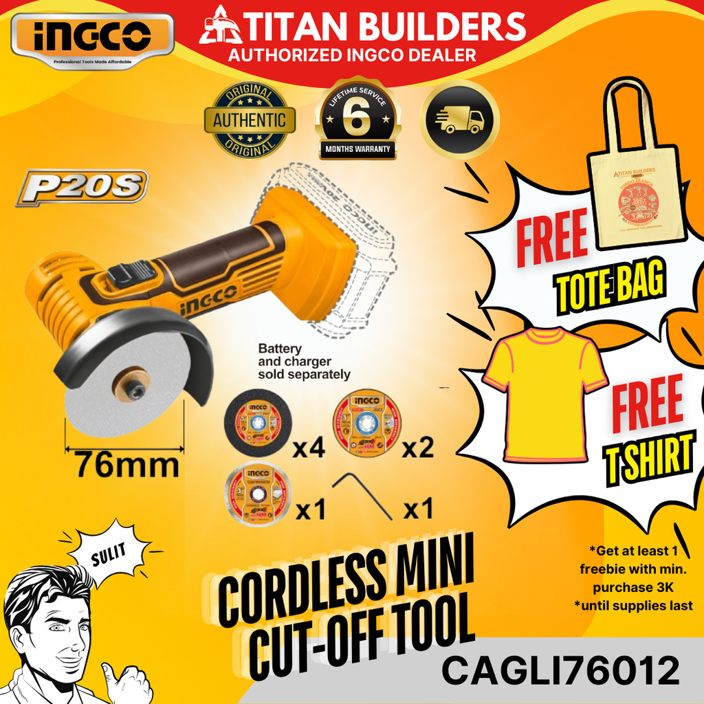 Ingco by Titan Cordless Mini Cut-Off Tool 20V 19500rpm 76mm with ...