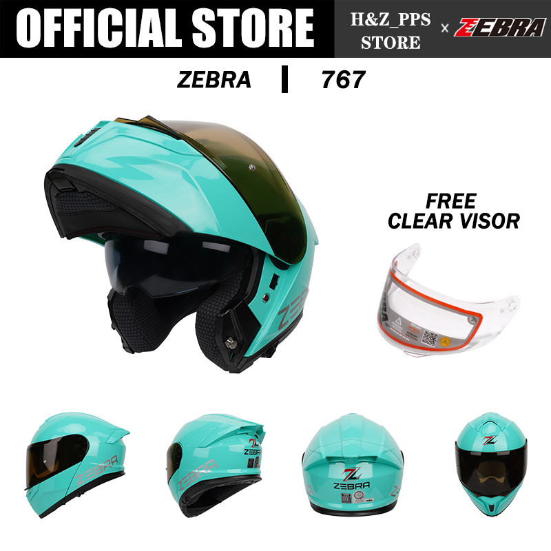 ZEBRA 767 PLAIN Men's Modular helmet Full face Dual Visor for ...