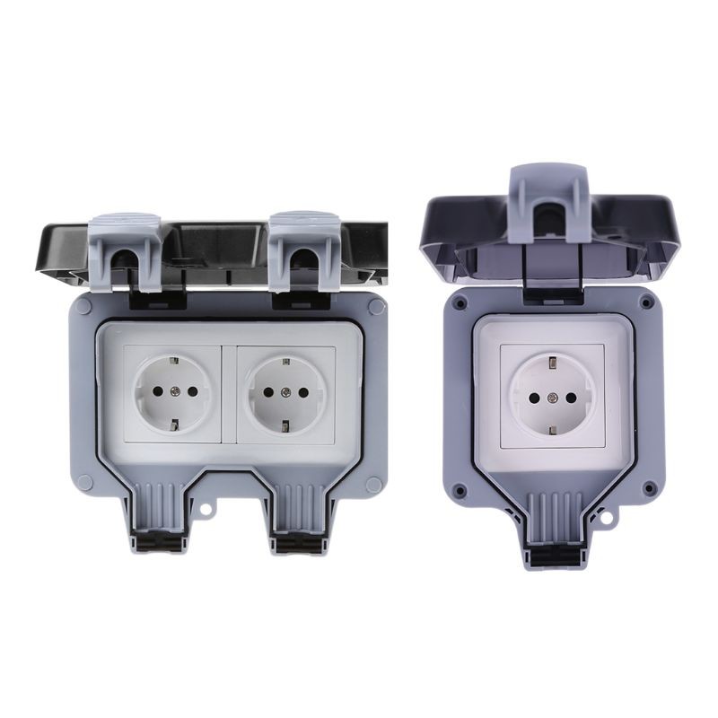 ☠Outdoor Wall Switch Socket IP66 Weather&Dust Proof Power Outlet EU ...